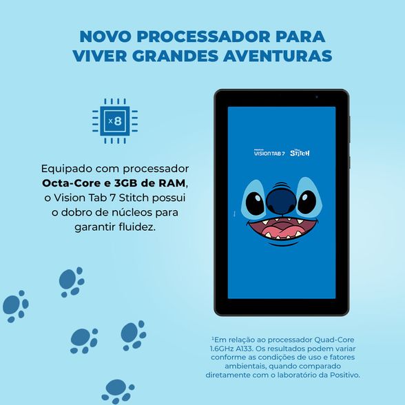 Tablet Positivo Vision TAB 7 Stitch + Capa e Bolsa - Octa-Core 3GB RAM 64GB Android 14 Go Wi-Fi ...