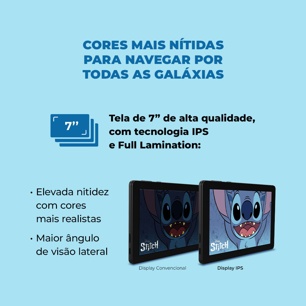 Tablet Positivo Vision TAB 7 Stitch + Capa e Bolsa - Octa-Core 3GB RAM 64GB Android 14 Go Wi-Fi ...